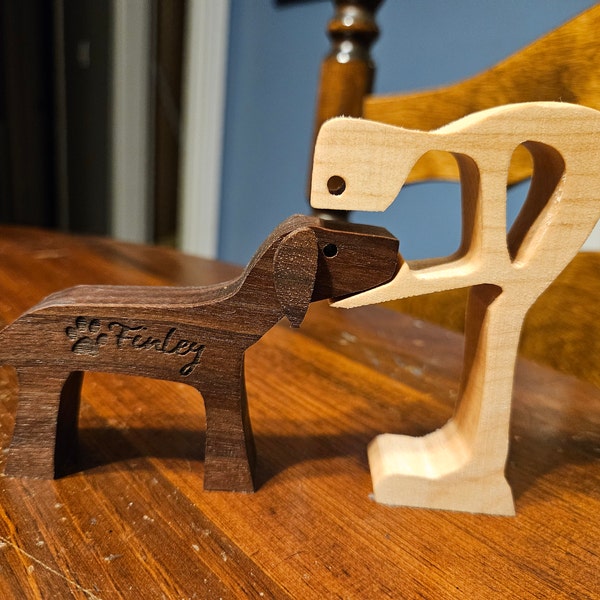 Human and Dog Wooden Statue - Etsy