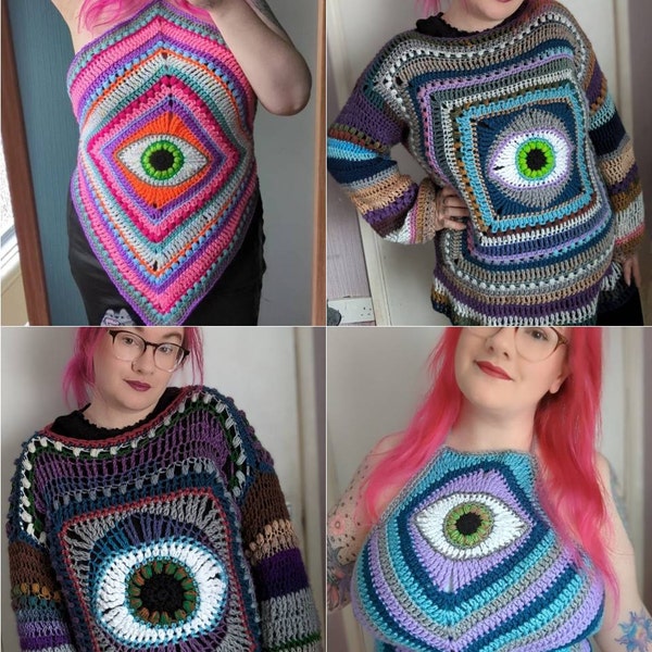Versatile Eye Pattern - Third Eye Trippy Granny Square Crochet Pattern ...