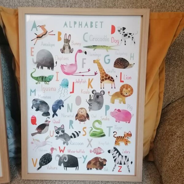 Animal Alphabet Print, Nursery Decor, Animal Nursery Prints, Kids Room ...