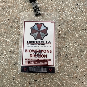 Resident Evil Umbrella Corporation Bioweapons Division ID Badge Card Cosplay Costume Name Tag ...