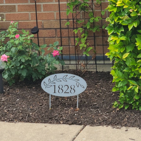 Personalized Address Stake - Custom House Number - Metal Address Sign ...