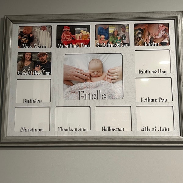 Personalized Kids Name School Years Picture Frame Baby First Year Holds ...