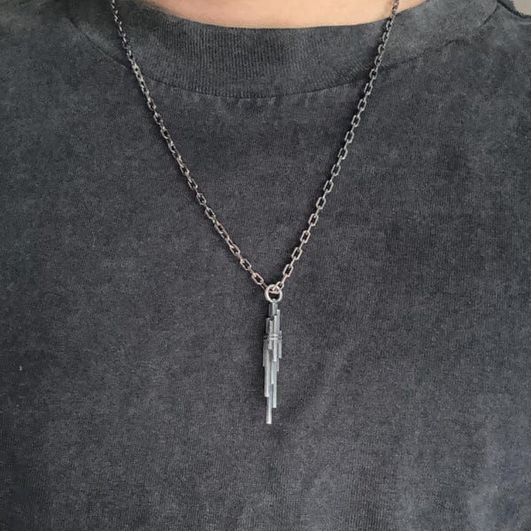 Mens Necklace Basalt Pendant - .925 Silver, Alchemy Inspired - Etsy