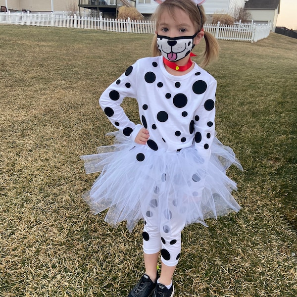 Dalmatian Face Mask Dog Ears Headband Tutu Tail Spots Dalmation Costume ...