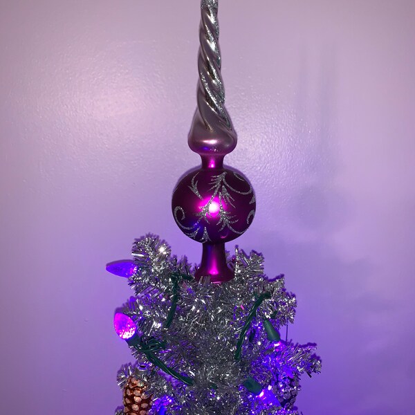 Purple Tree Topper, Glass Christmas Tree Decoration, Twist Spire Tree ...