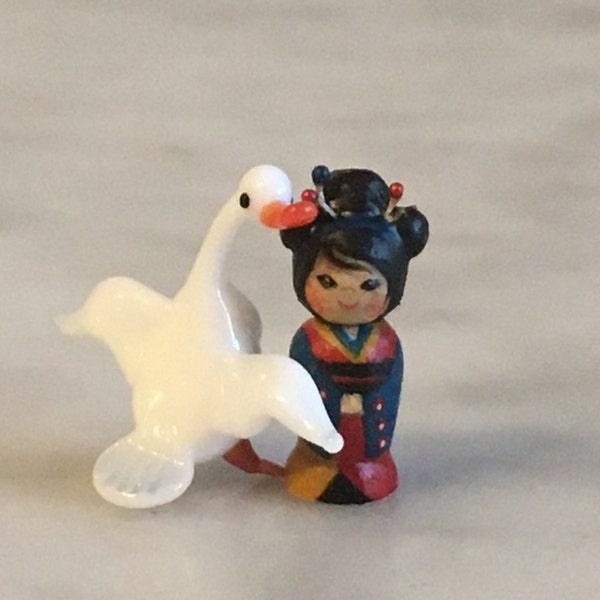 Little Goose, Micro Glass Animal Figurine, Sculpture, Statuette Made ...