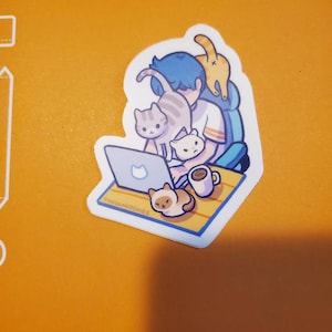 Vinyl Sticker Working From Home With Cats - Etsy