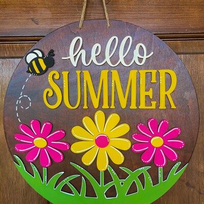 Daisy Hello Summer Door Hanger Svg Summer Welcome Sign Svg Daisy Svg ...