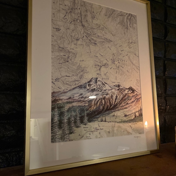Mt Baker Art Print: Vintage Topography Map, Washington Mountain ...