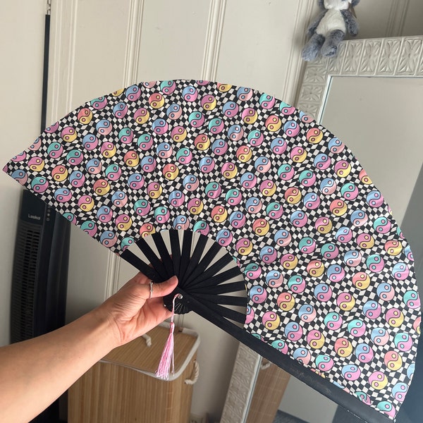 Groovy Disco Fan / Large Fan / Rave Accessories / Hand Fan / Rave Hand Fan / Clacking Fan / EDM ...