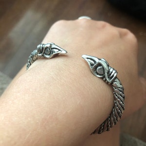 Silver Viking Raven Torc With Odin's Ravens Hugin and Munin Norse ...