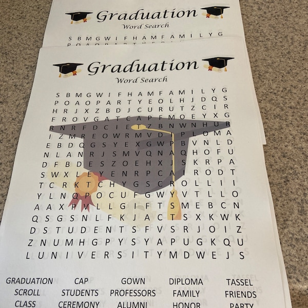Set of 3 College Graduation Games, Word Search, Word Scramble, Anagram ...