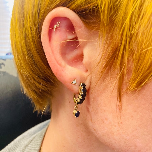 14k Solid Gold Snake Stud Snake Tragus Earring Snake Helix Conch Stud ...