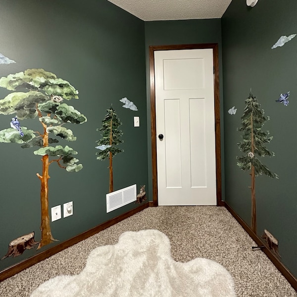 XL Woodland Fabric Wall Decal, Backwoods Woodland Nursery Décor, Forest ...