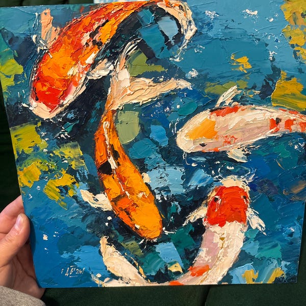 Sardine Oil Painting on Canvas Fish Impasto Original Art Animals Wall ...