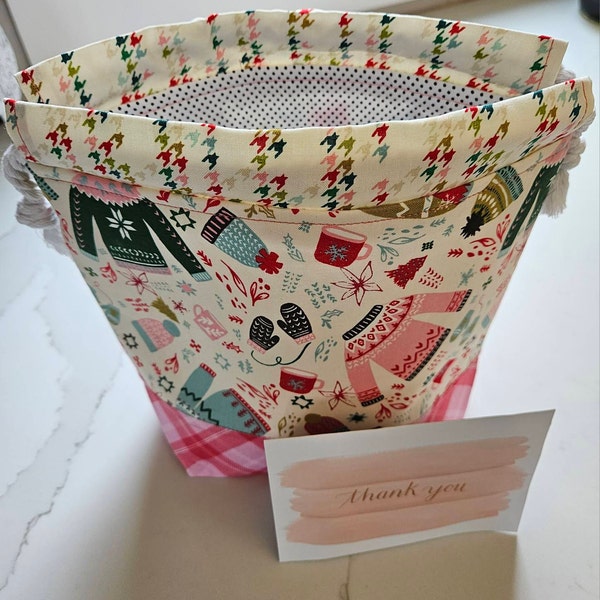 Coral Floral Project Bag, Spring Project Bag, Knitting Project Bag ...