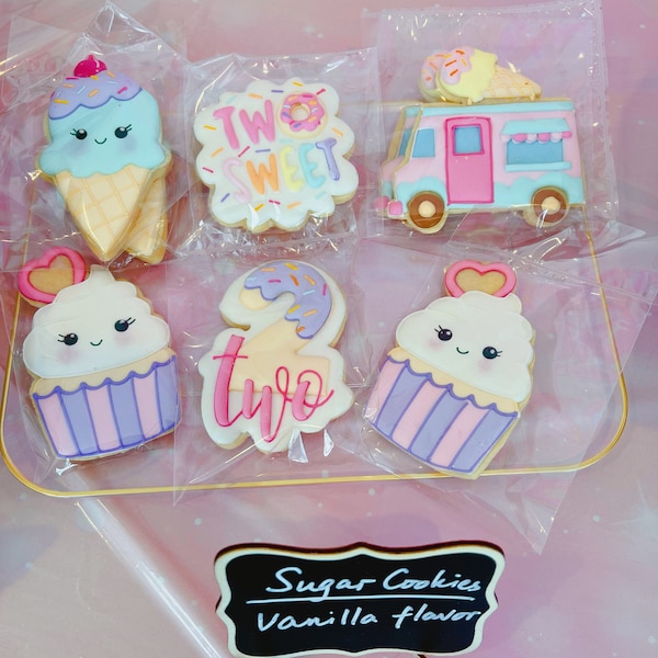 Sweet One Birthday Sugar Cookies, Two Sweet Birthday Sugar Cookies - Etsy