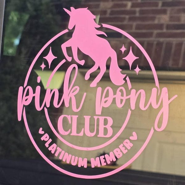 Pink Pony Club Car Decal - Pink Pony Club Member Sticker - Platinum ...