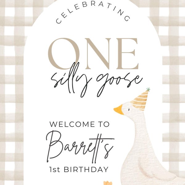 Editable One Silly Goose Birthday Invite Gender Neutral First Birthday ...