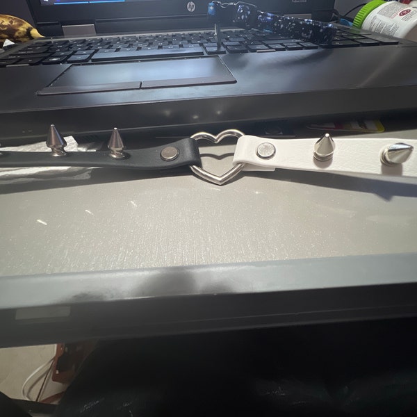 AORTA SINISTER Heart Collar in Black & White Vegan Leather, Half and ...