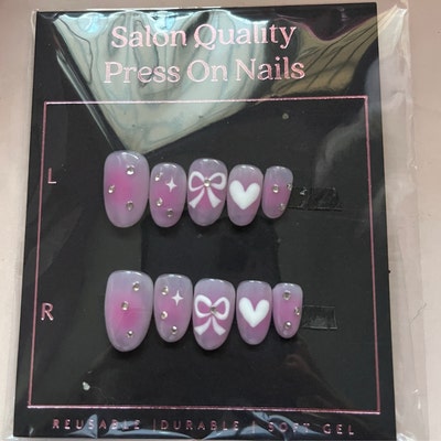 Custom Design No.27 Press on Nails Jelly White & Pink Blush Hand ...