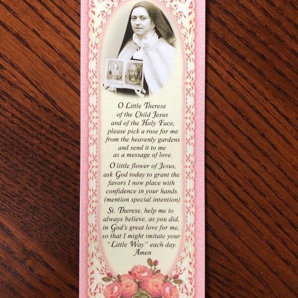 ST. THERESE of LISIEUX - 5 Glossy Prayer Bookmarks, Full Color Front ...
