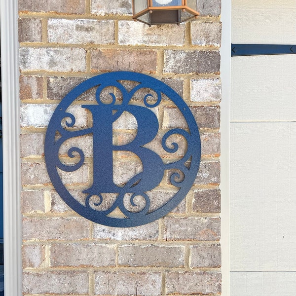 Round Personalized Metal Monogram Sign Wedding Gift. Family Name Sign ...