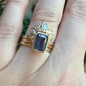 Square Shaped Curved Wedding Band Contour Teardrop Simulant | Etsy