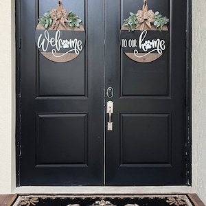 Double Door Front Door Decor Welcome to Our Home Double Door Signs ...