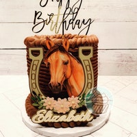 Topper de pastel de caballo / Topper de pastel ecuestre floral ...