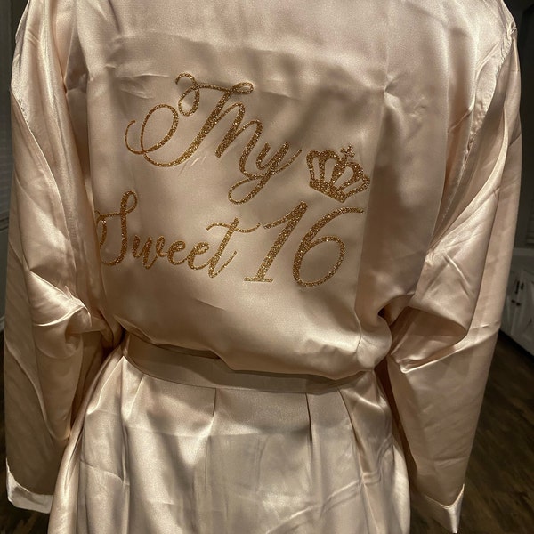Sweet 16 Quinceañera Robe Custom Glitter | Personalized Mis Quince ...