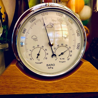 Tabic Solid Brass Barometer With Built in Hygrometer and Thermometer ...
