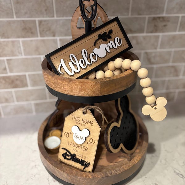 Mickey Mouse Christmas Tiered Tray Decor | Christmas Decor | Winter ...