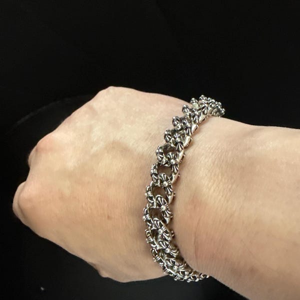 Ch Gothic Style Y2k .925 Silver Diamond Cross Necklace Chrome Chain ...