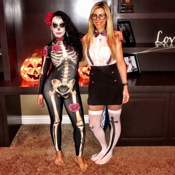 LADY DEATH Halloween Costume for Women, Adult Full Body Skeleton ...