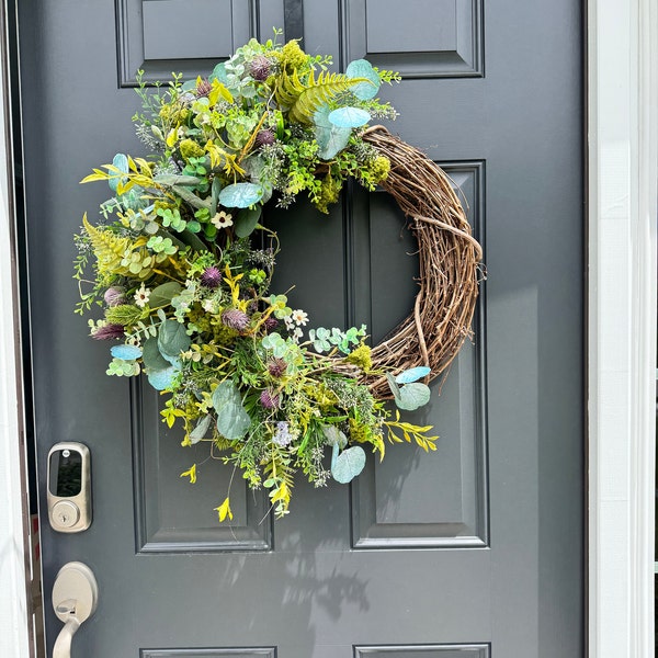 Wreath, All Seasons Wreath, Greenery Wreath for Winter, Summer, Spring ...