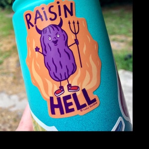 Raisin Vinyl Sticker, Funny Raisin Sticker, Raising Hell, Raisin Hell ...