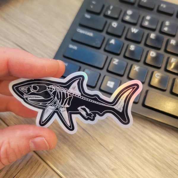 Holographic Skeleton Shark Sticker, Shark Sticker, Skeleton Sticker ...