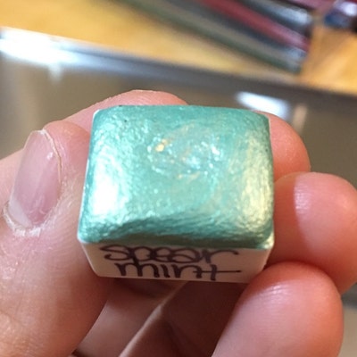 Spearmint Green Shimmer/metallic Handmade Watercolor Paint Half Pan - Etsy