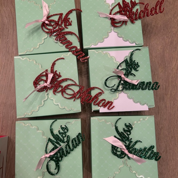 Custom Color Laser Cut Cursive Wedding Name Wording Place Card Cut Outs ...