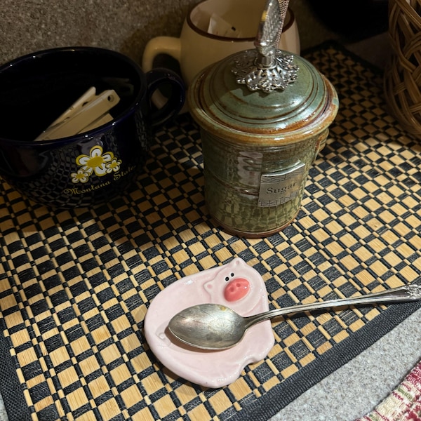 Pig Spoon Rest, Pig Tea Bag Holder, Pig Ring Dish, Pig Coffee Spoon ...