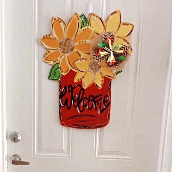Personalized Door Hanger - Fall Door Hanger - Sunflower Door Hanger ...