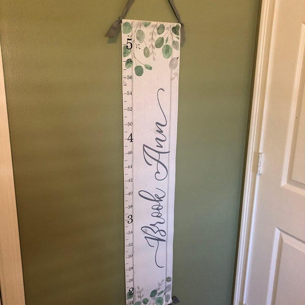 Girls Growth Chart, Canvas Growth Chart, Personalized Chart, Eucalyptus ...