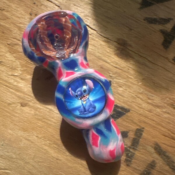 Custom Amazing Stitch, Glass Smoking Pipe, Girly Pipes, Unique, Glass ...
