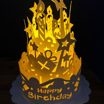 Happy Birthday Lanterns SVG, Silhouette Studio Templates, Happy ...