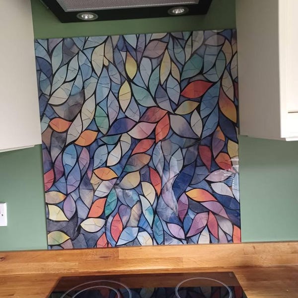 Abstract Splash Kitchen Glass Splashback - Heat Resistant 6mm Toughened ...