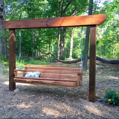 Brand New 6 Foot Cedar Wood Contoured Classic Porch Swing With Heavy ...