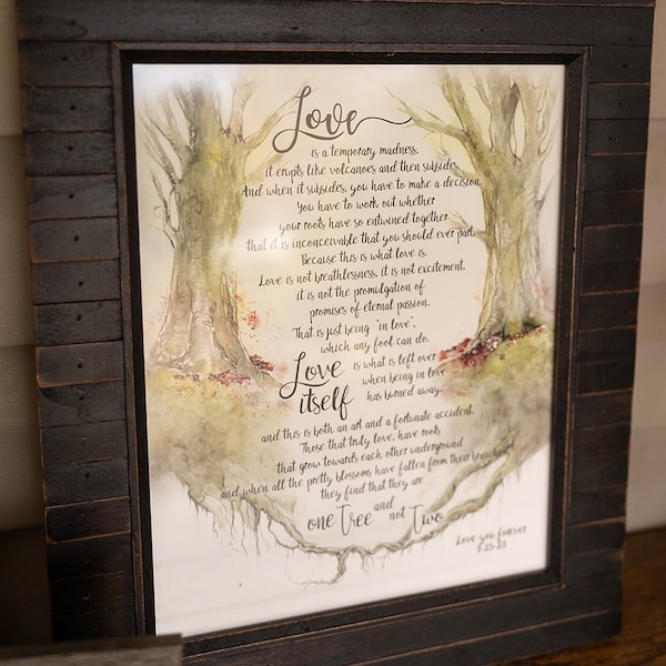 Entwined Trees Wedding Poem Art Print: Captain Corelli Mandolin - Etsy