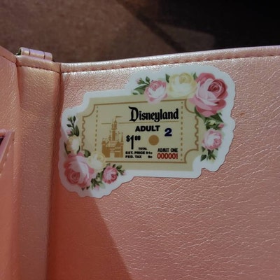 Disneyland Admission Ticket Sticker/ Retro Floral Disney Laptop ...