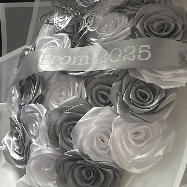 Custom Rose Bouquet With Ribbon Text – Prom Proposal Gift, Keepsake ...